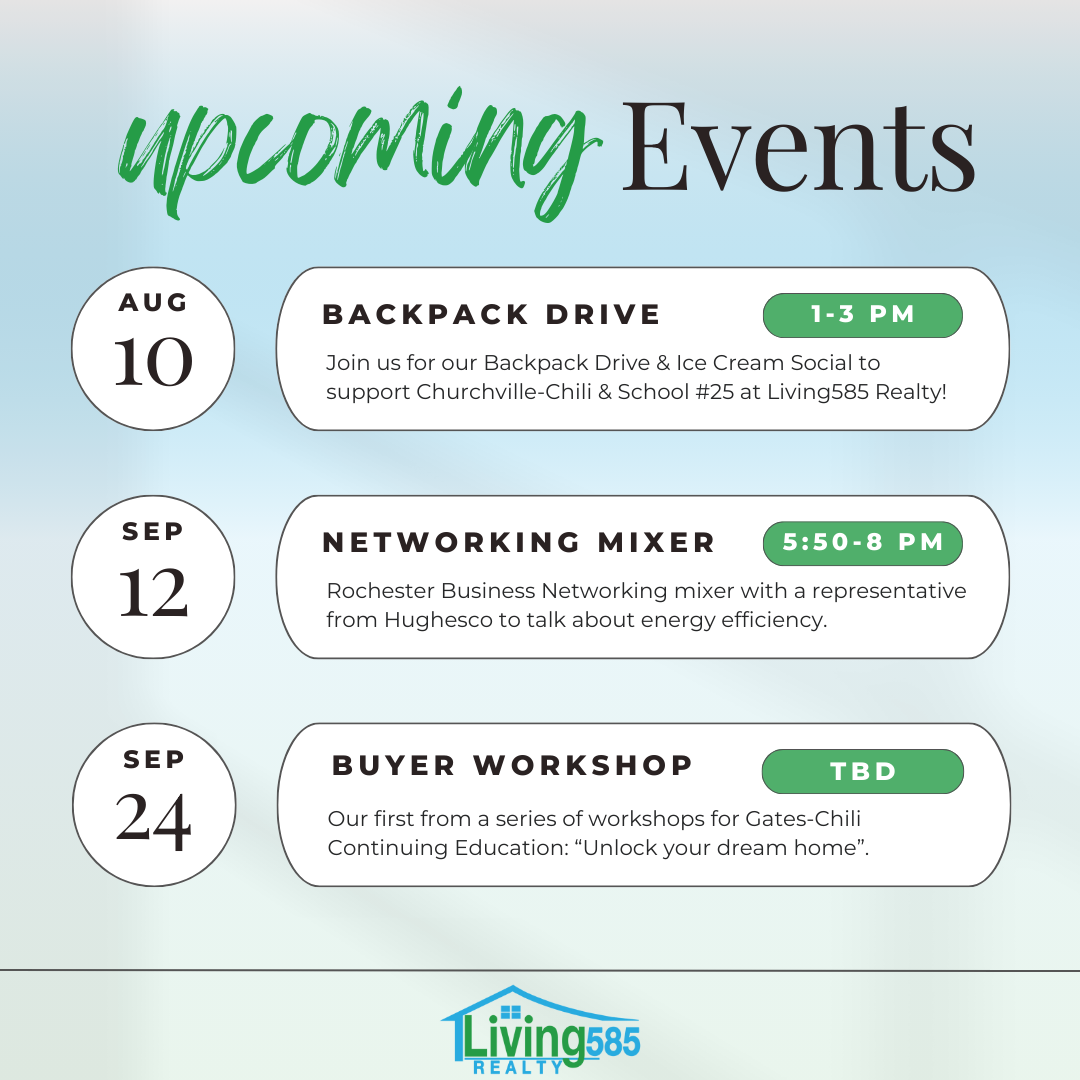 Upcoming Events Living585 Realty