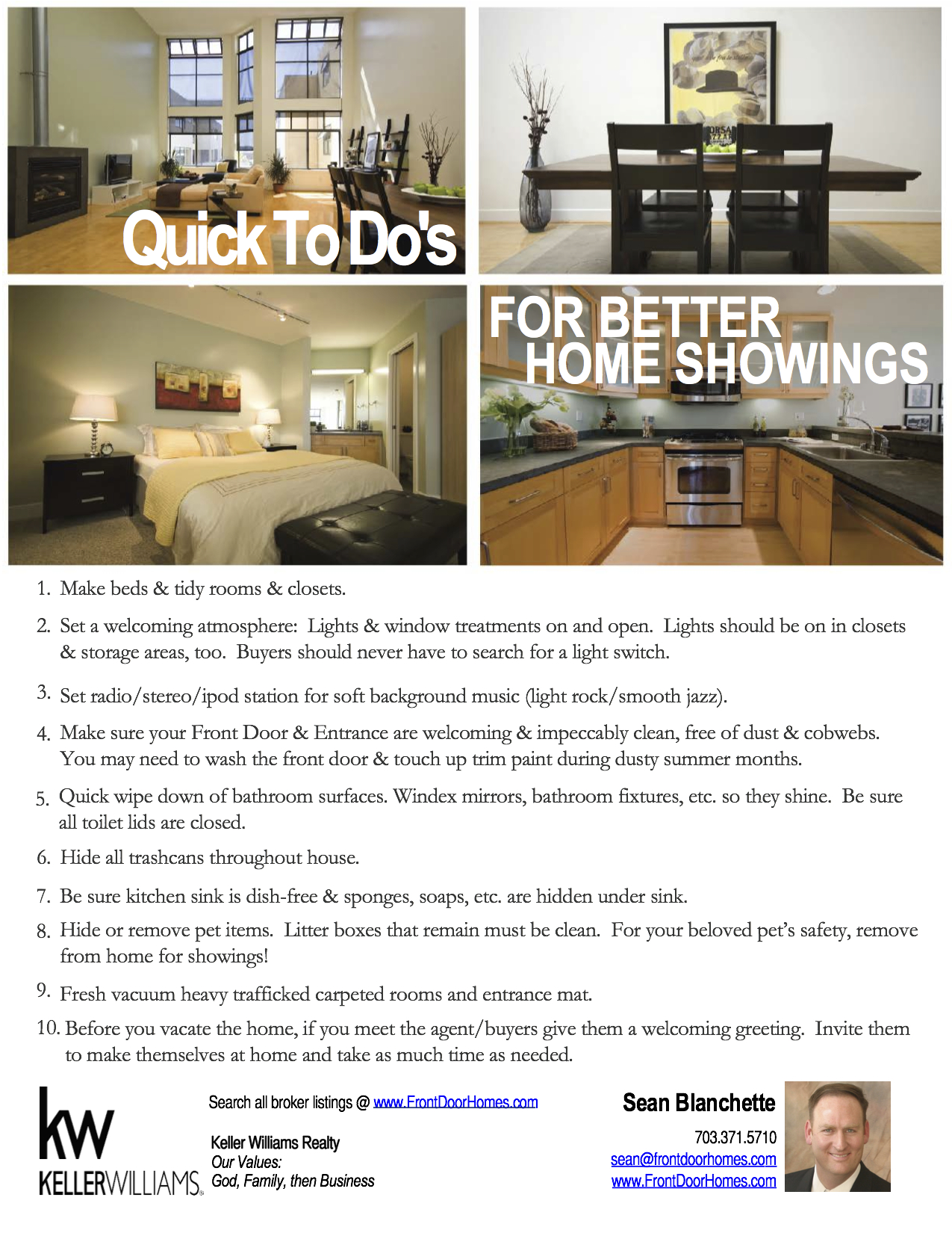 Quick to Do List for Better Home Showings