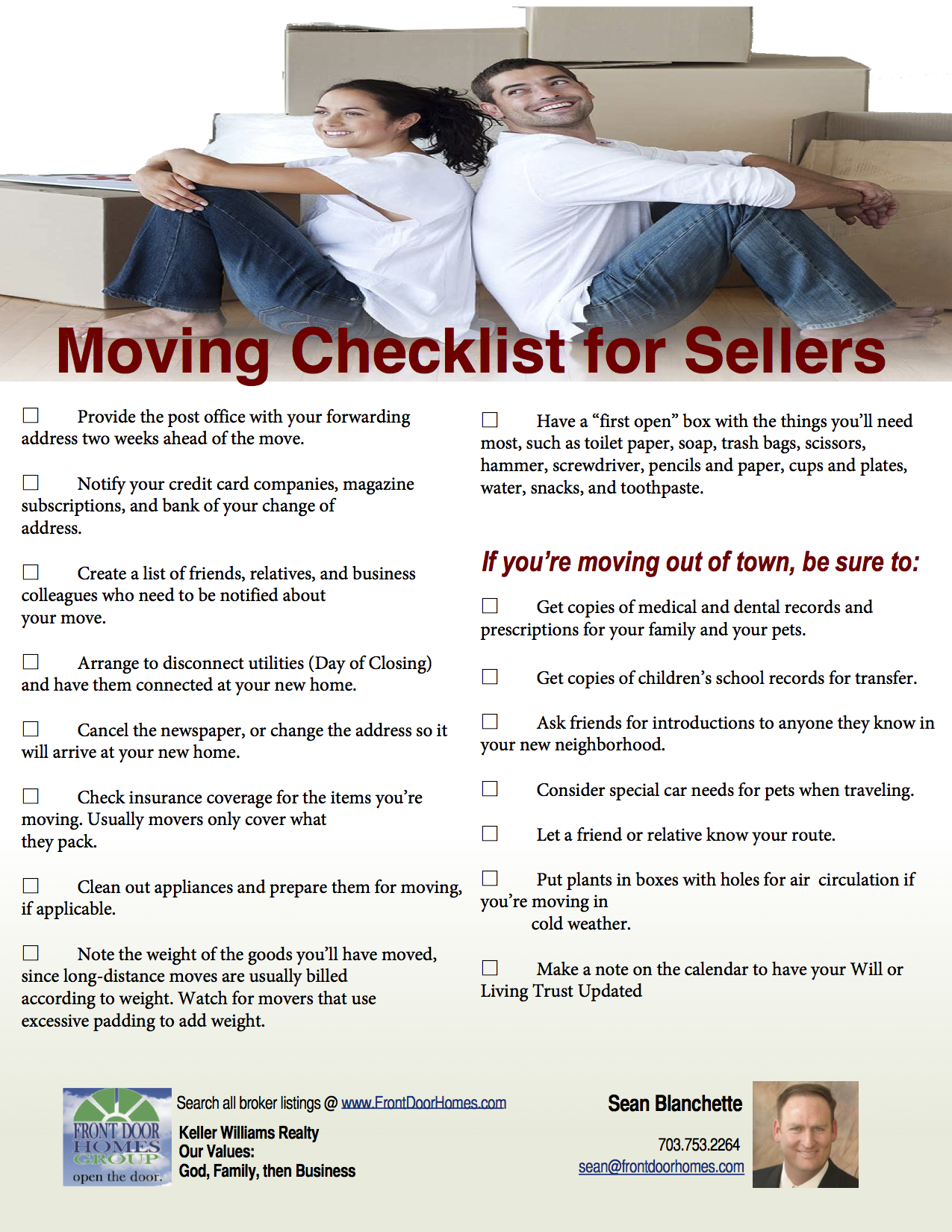 Moving Checklist for Sellers