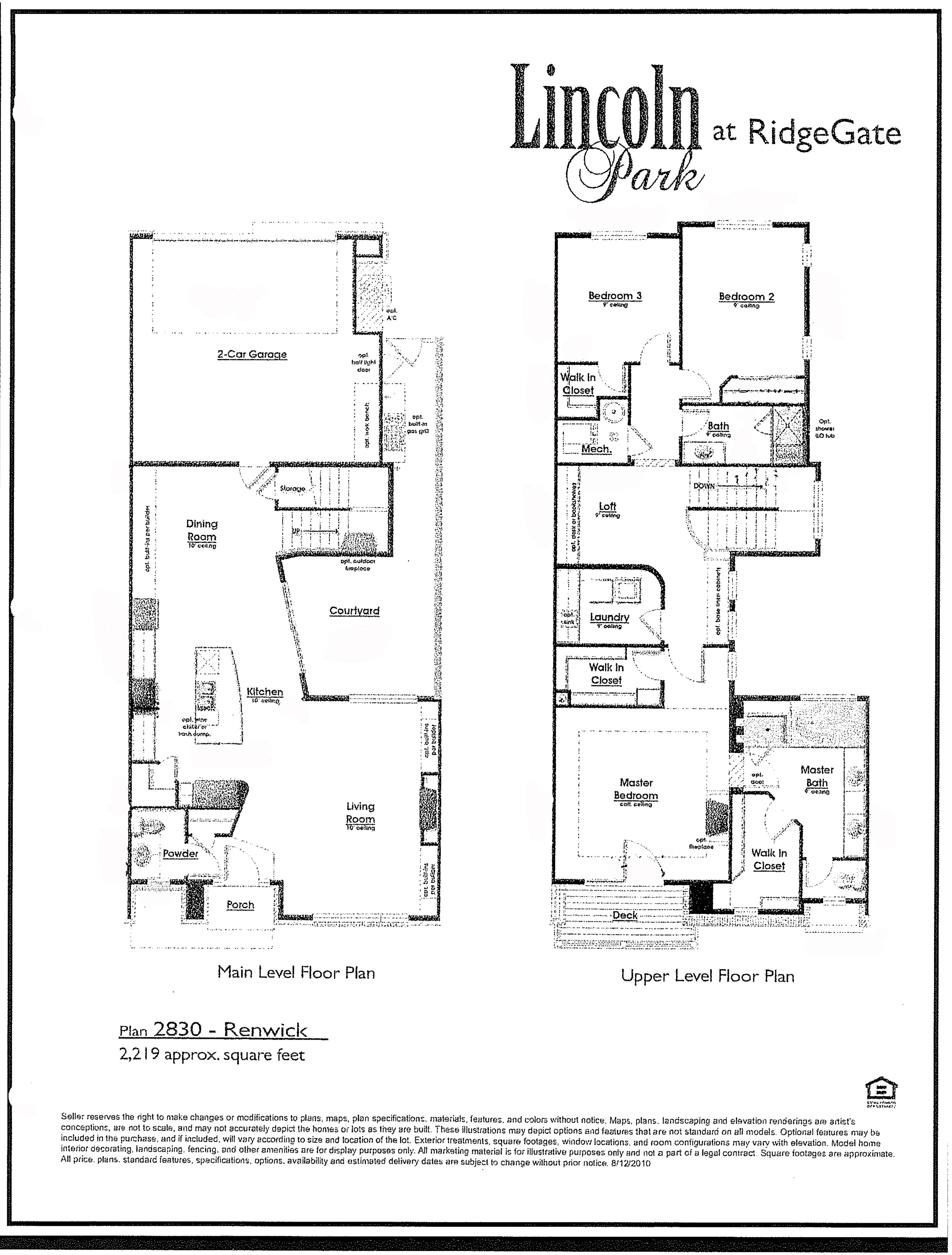 Plan 2830 Renwick at Lincoln Park in RidgeGate of Lone Tree CO