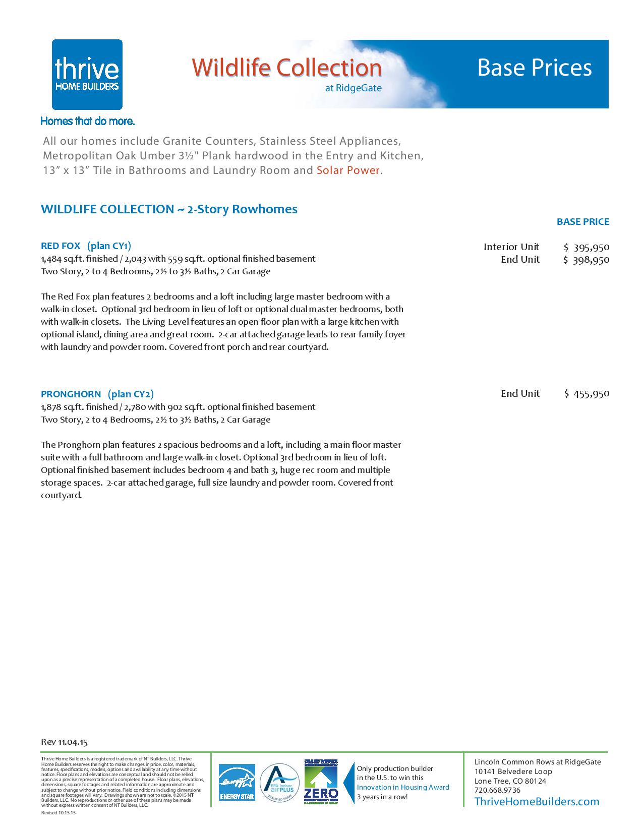 Plans and Base Prices