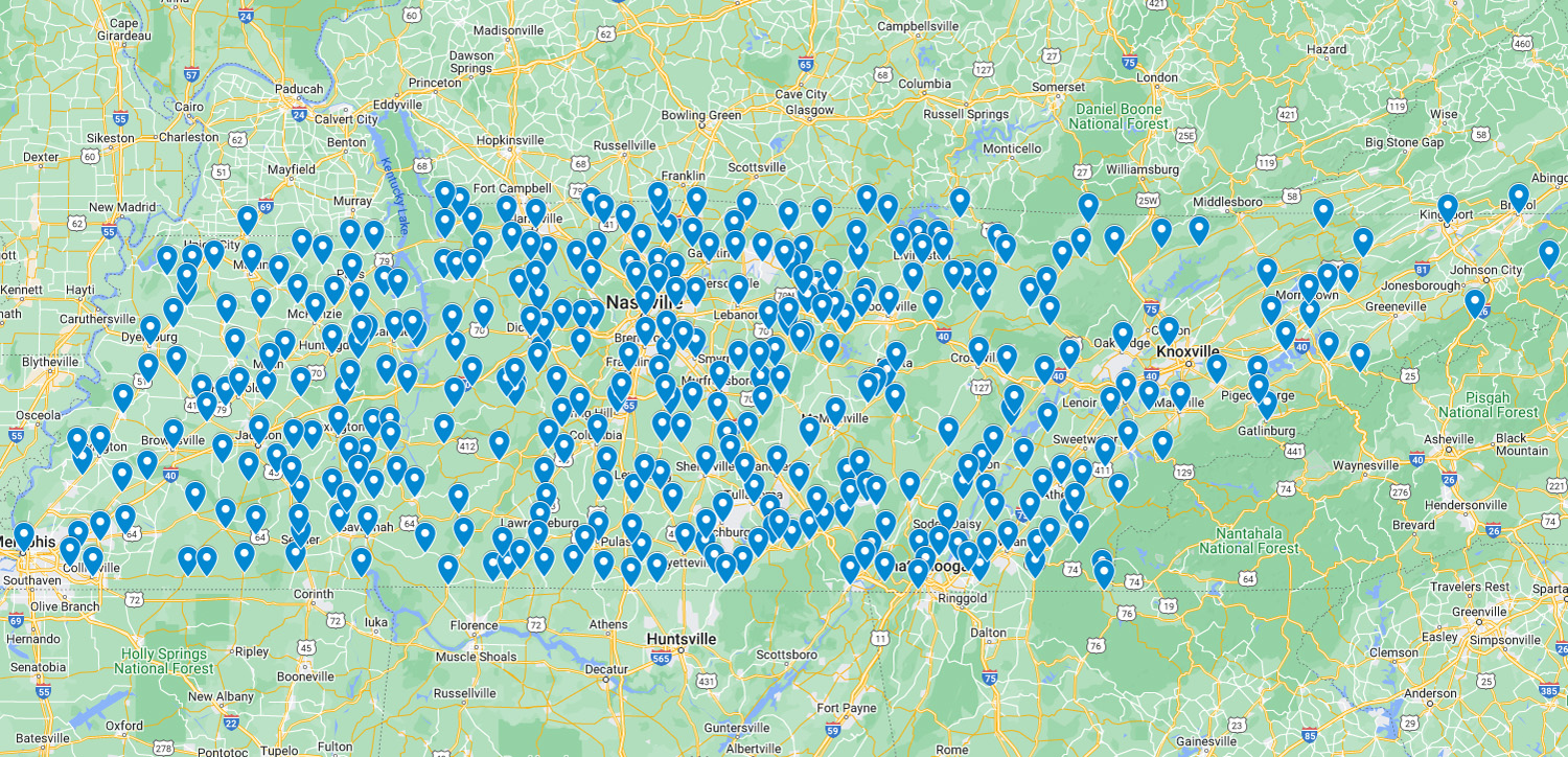TN Real Estate Map Per City