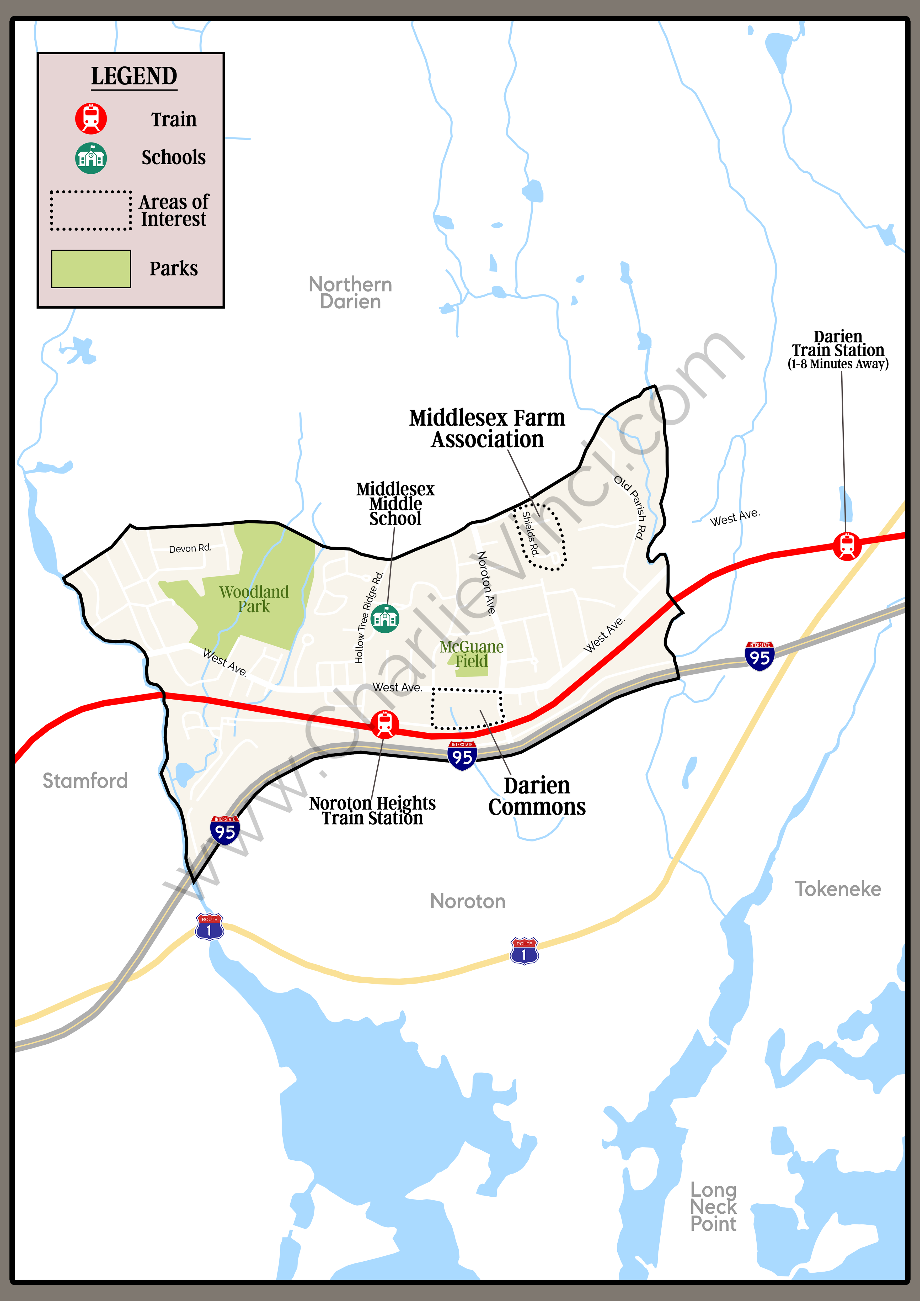 Noroton Heights Darien CT Neighborhood Map