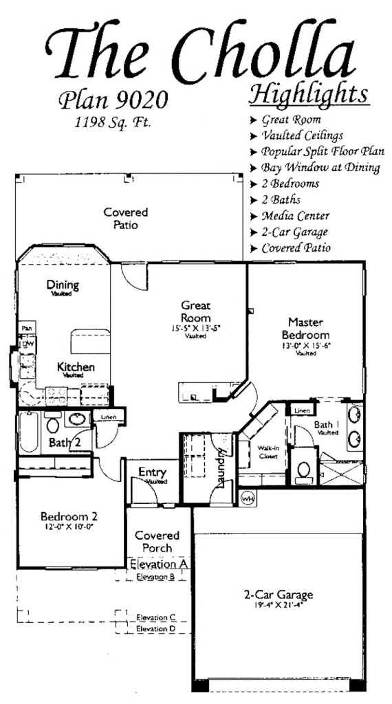 Cholla Floor Plan - Cholla Model - Arizona Traditions
