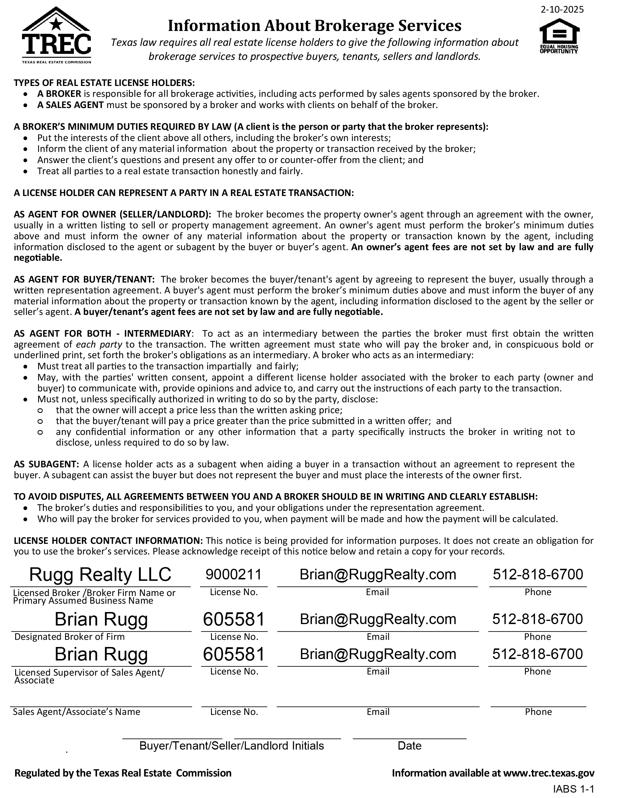 Information About Brokerage Services