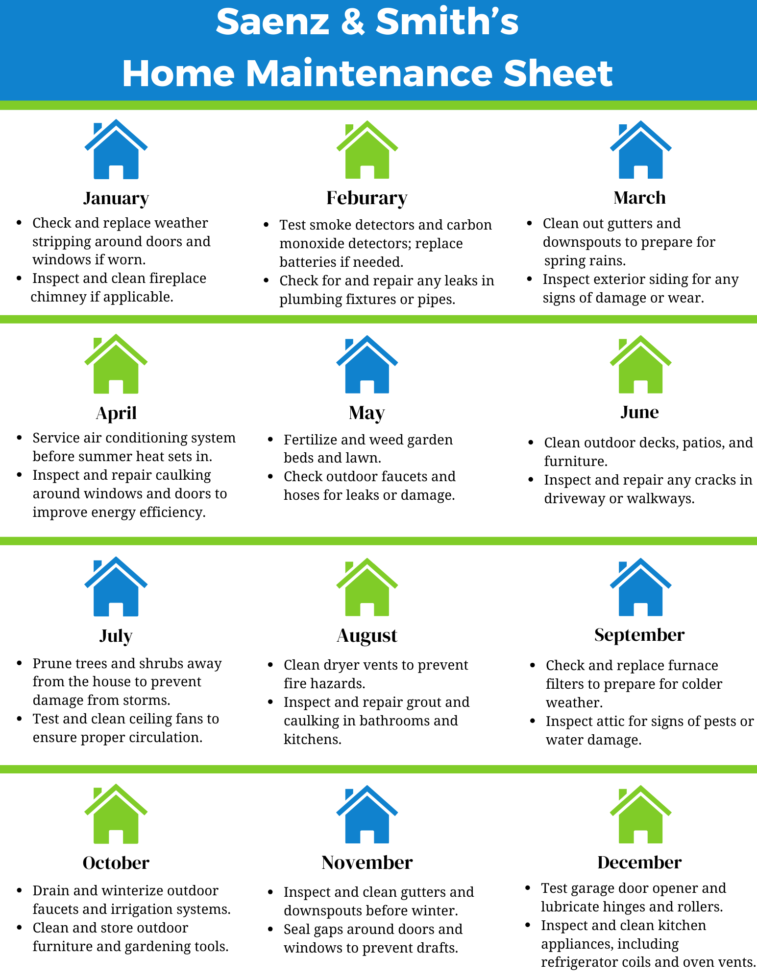 Home Maintenance Sheet