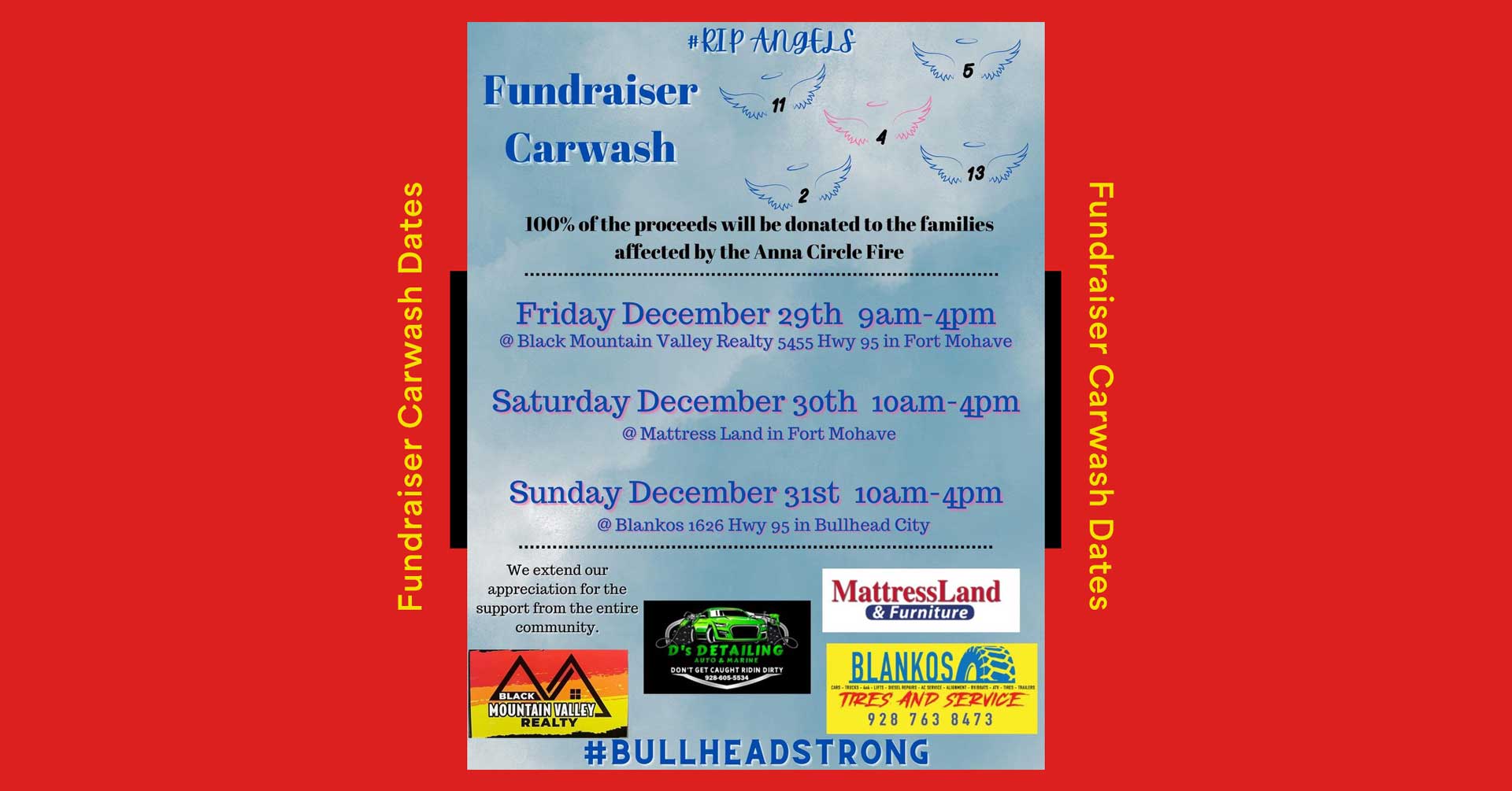 DEC 29: Fundraiser Carwash to Benefit the Families of the Anna Circle Fire