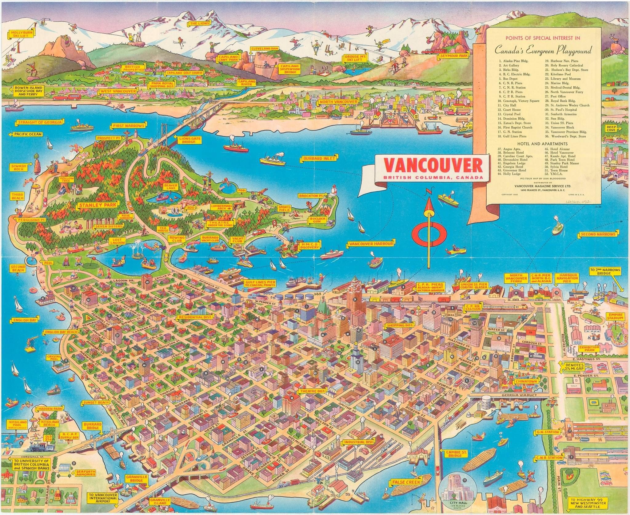 Exploring 1955 Vancouver: A Journey Through a Vintage Map