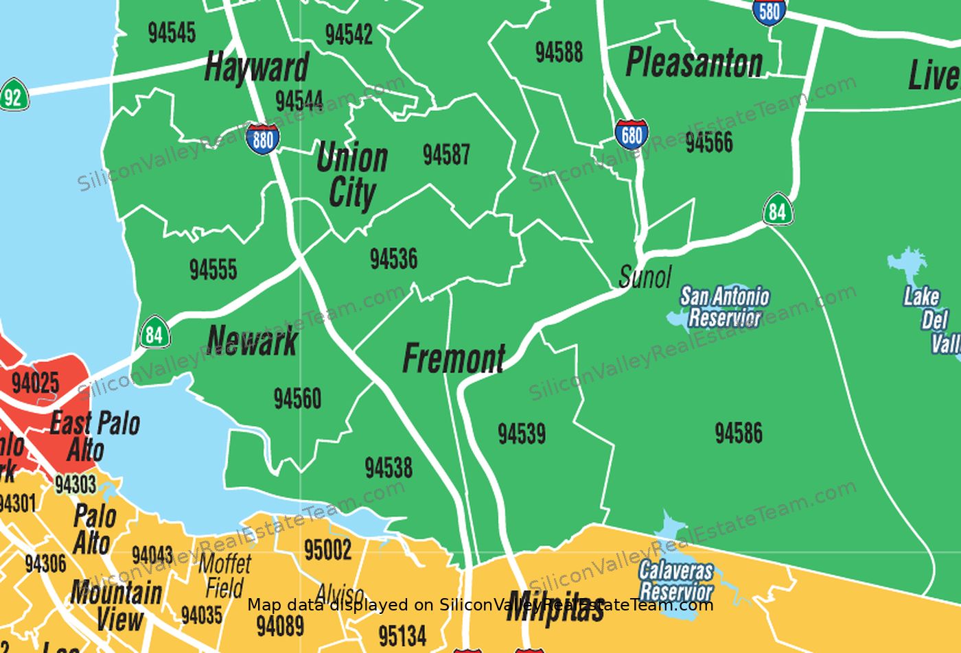 Fremont Zip Code Map 94536, 94538, 94539 | Postal Codes for Fremont CA