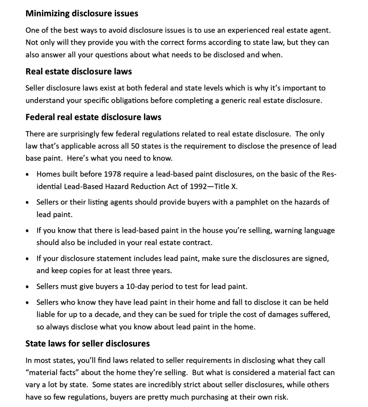 Understanding Seller Disclosure