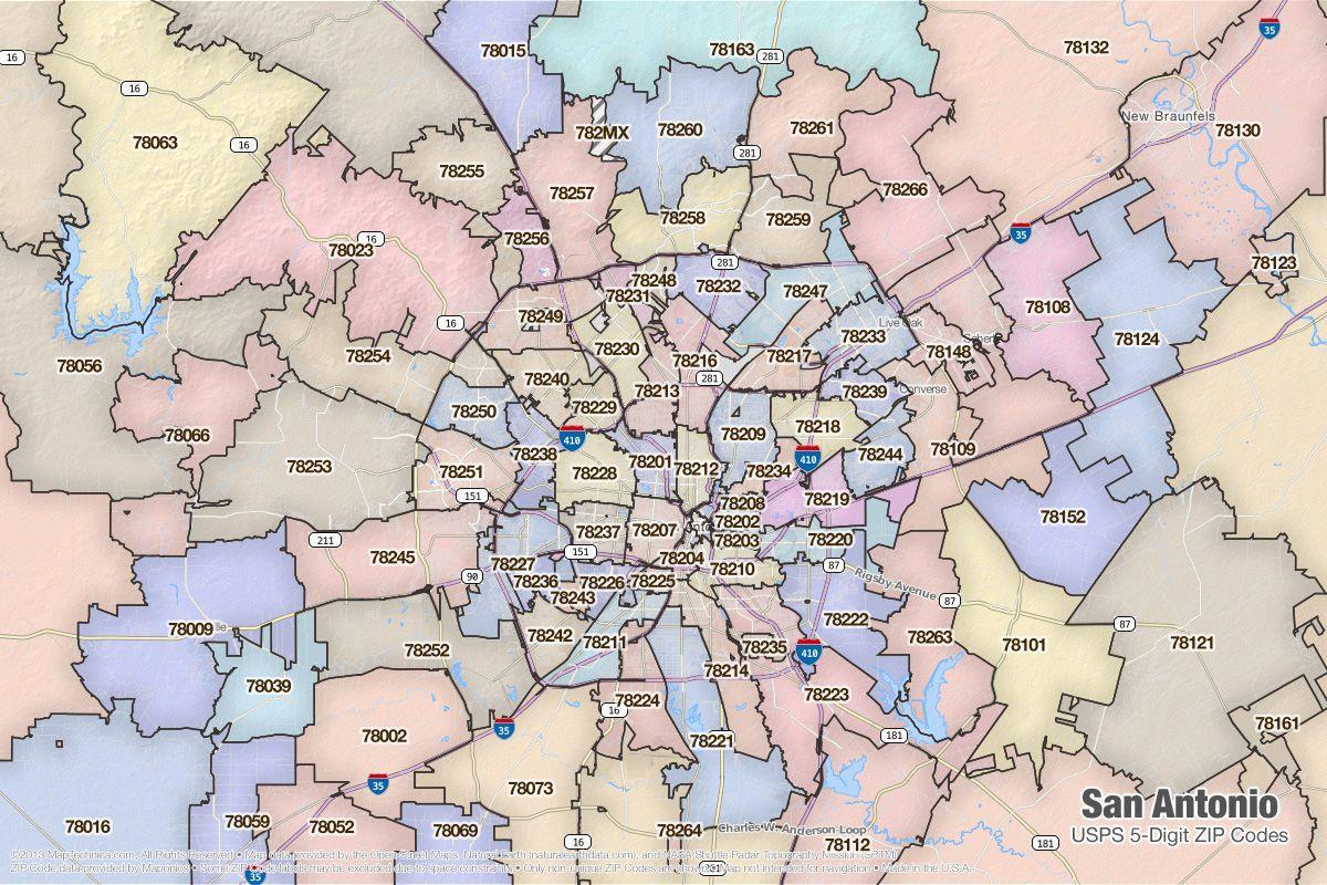 San Antonio Zip Code Map San Antonio Zip Code Map