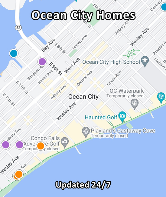 Ocean City Nj Street Map Map Of Ocean City, NJ (Horizontal) | Custom